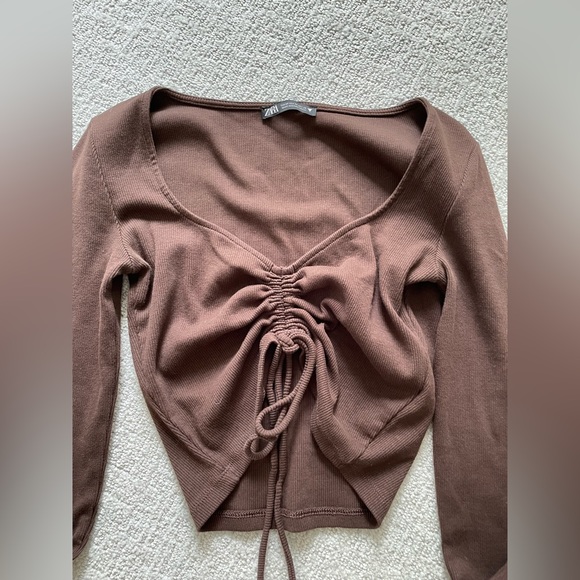 Zara | Tops | Brown Zara Long Sleeve | Poshmark